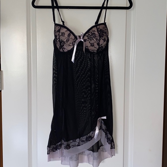 Per Lei | Intimates & Sleepwear | Light Pink And Black Lace Nightie M ...